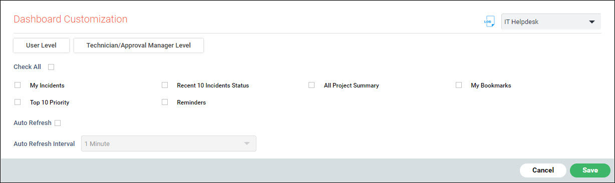 Dashboard Customization