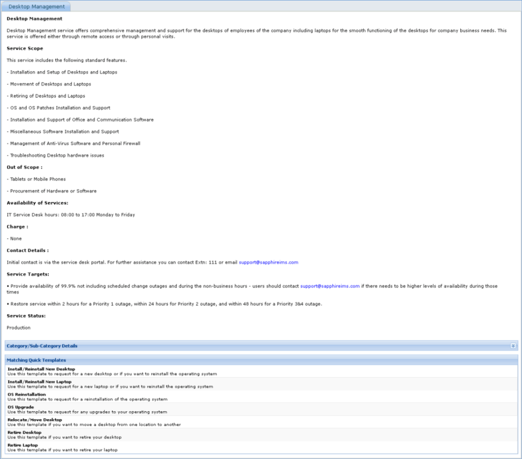 Viewing Service Catalog