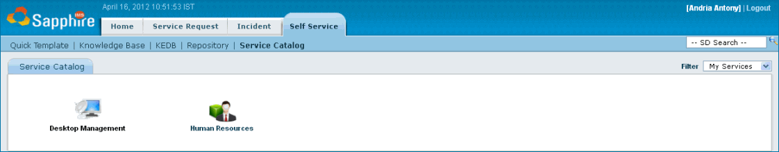Viewing Service Catalog