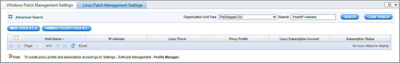 Linux Patch Management Settings