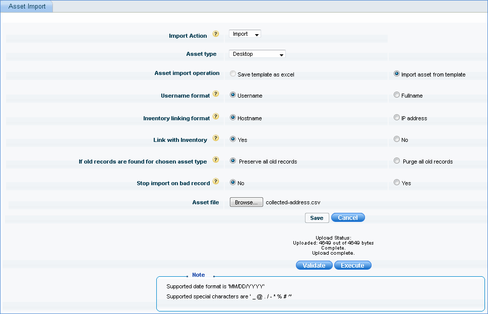 Asset Import Legacy Interface 6441
