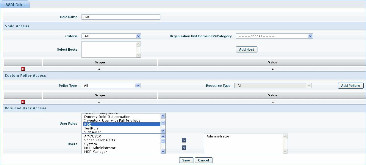 Managing BSM Roles