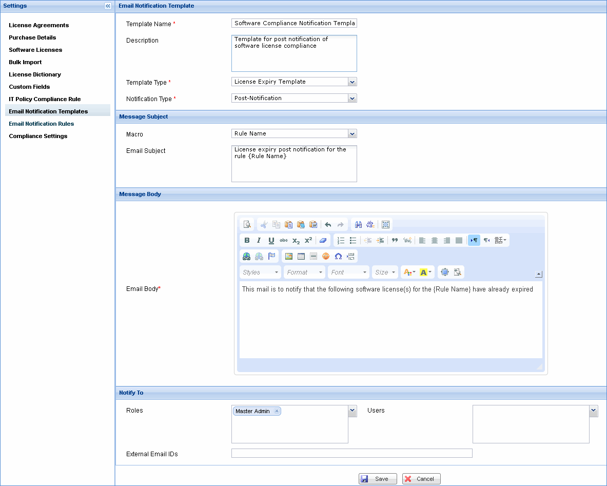 Mail Notification Templates